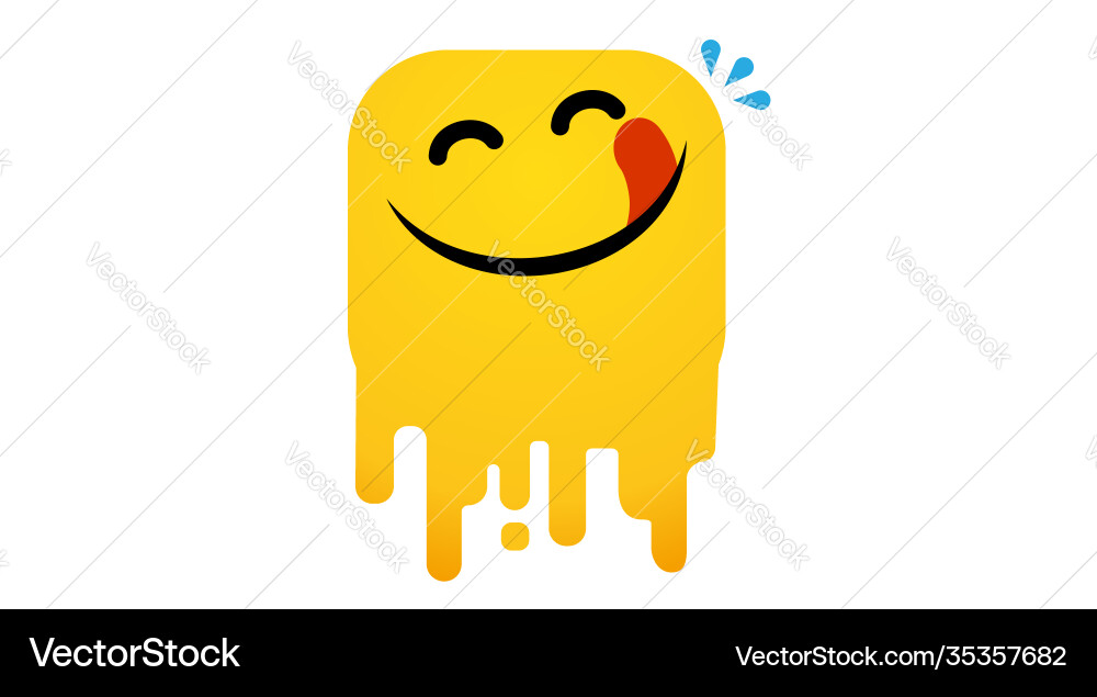 Yummy face happy smile cartoon line Royalty Free Vector
