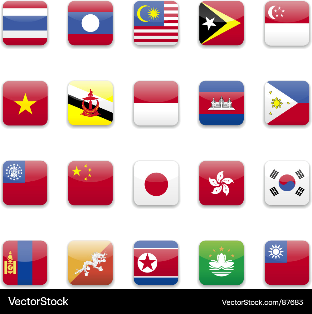 Asia flag Royalty Free Vector Image - VectorStock