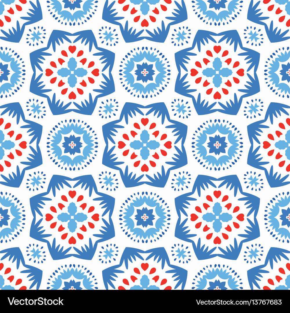 Blue flower pattern boho ornament Royalty Free Vector Image