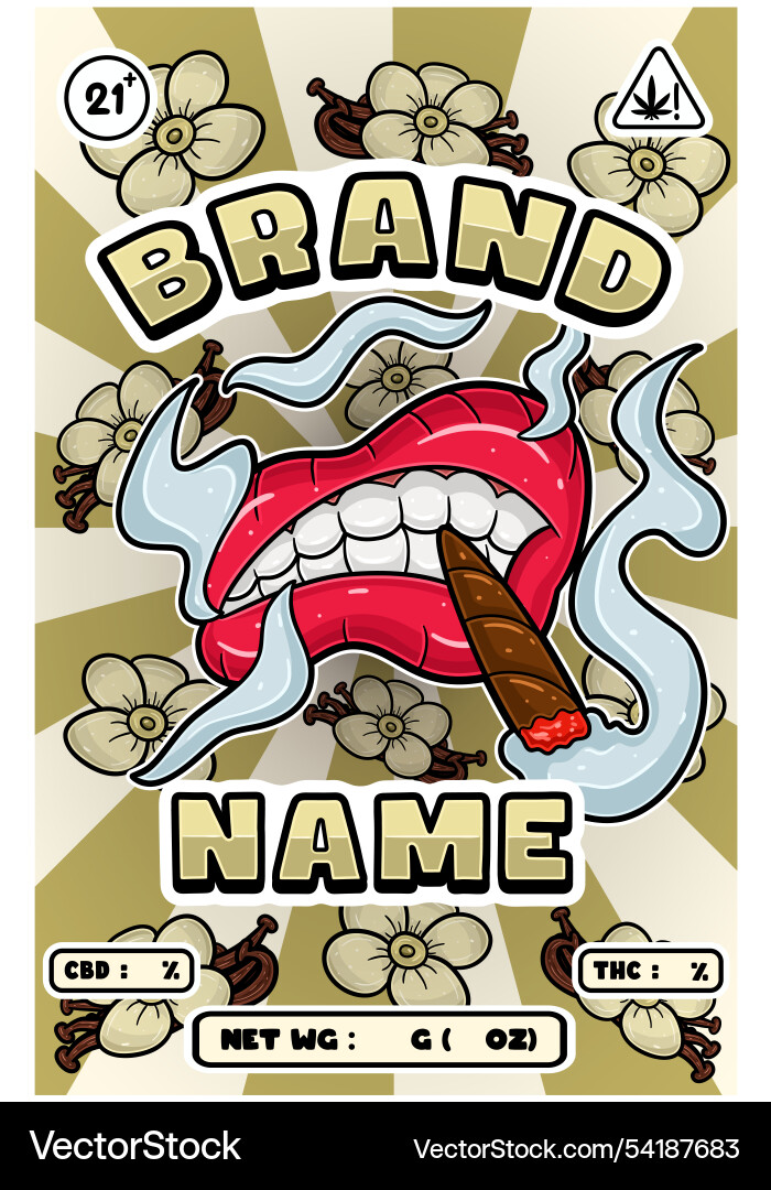 Cartoon smoking mouth with vanilla strains Vector Image