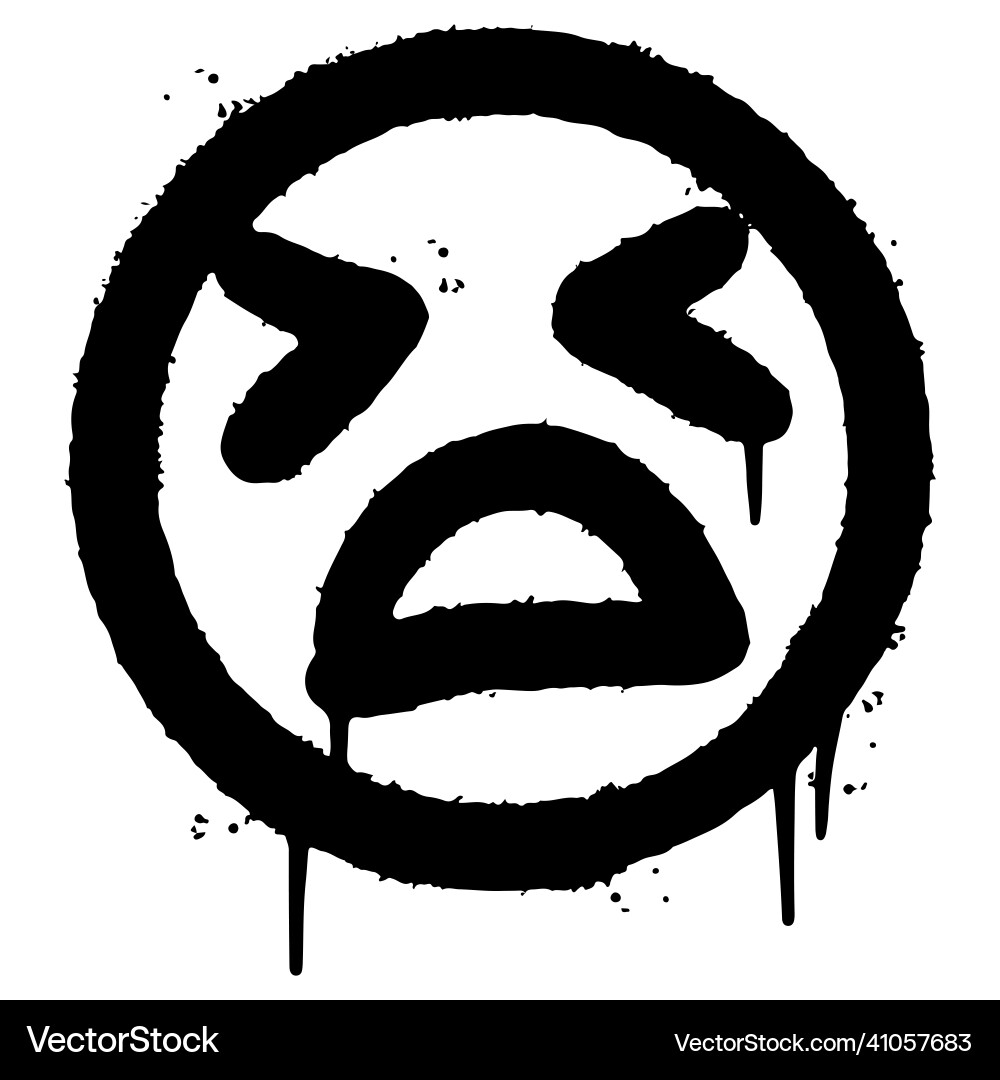 Graffiti scary sick face emoticon sprayed Vector Image