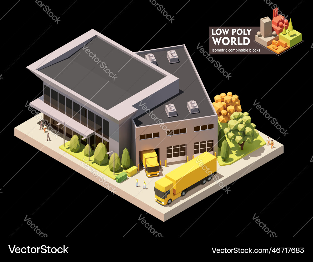 Isometric warehouse building Royalty Free Vector Image