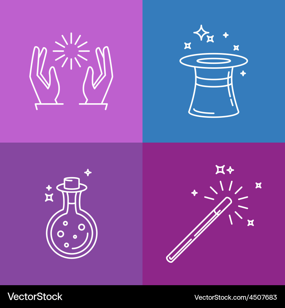 Magic related linear icons and signs Royalty Free Vector