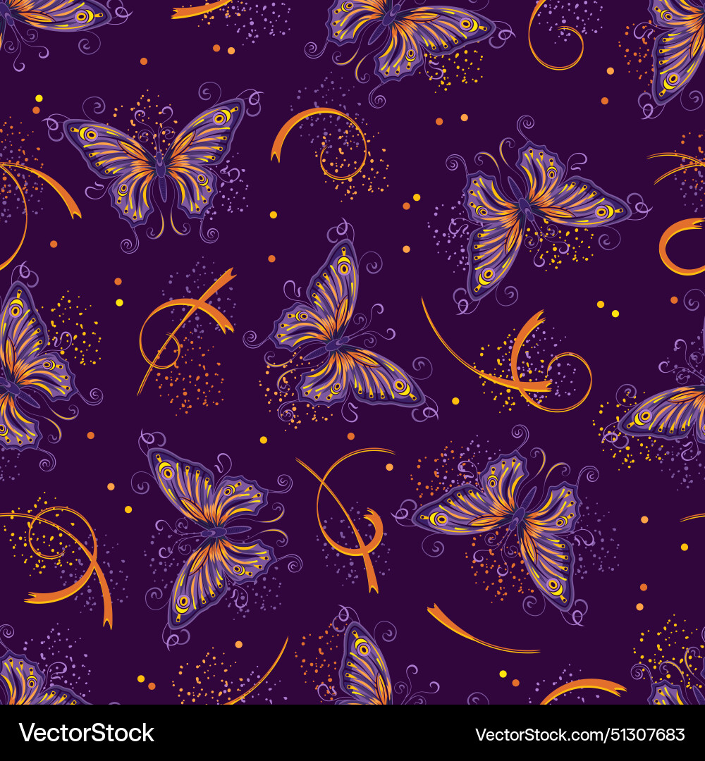Mysterious pattern with fantasy butterflies Vector Image