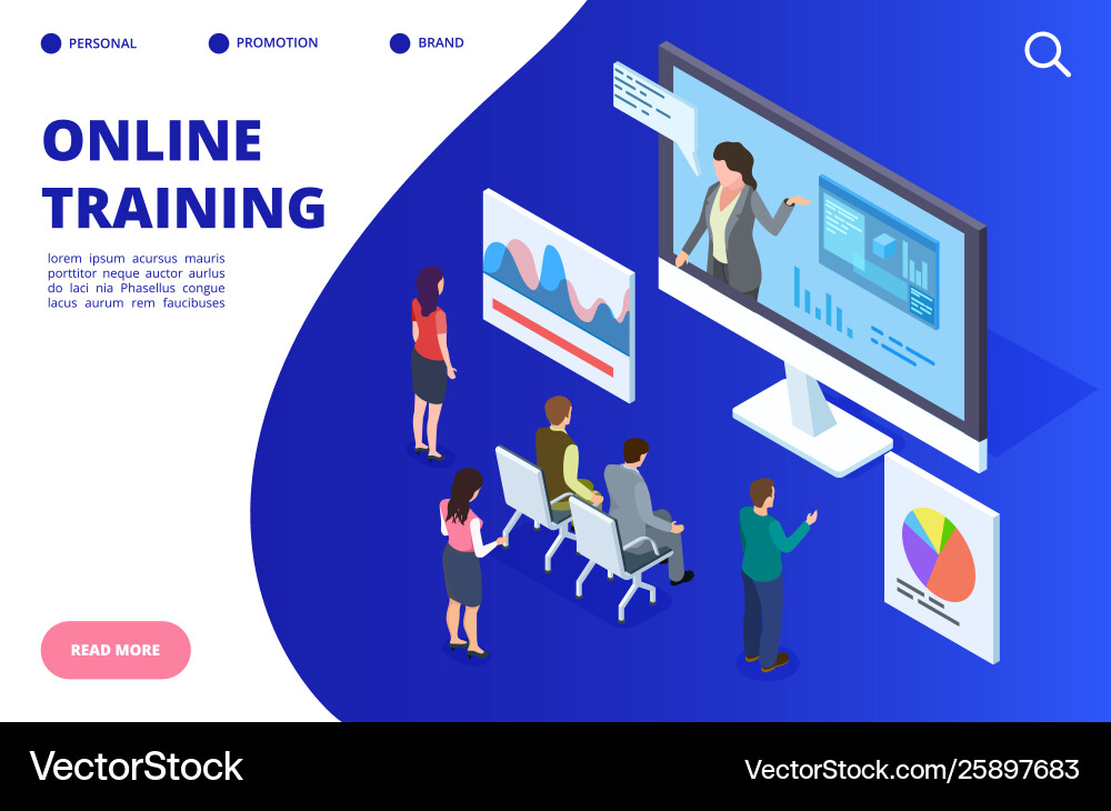 Online Training Webinar - Isometric Royalty Free Vector