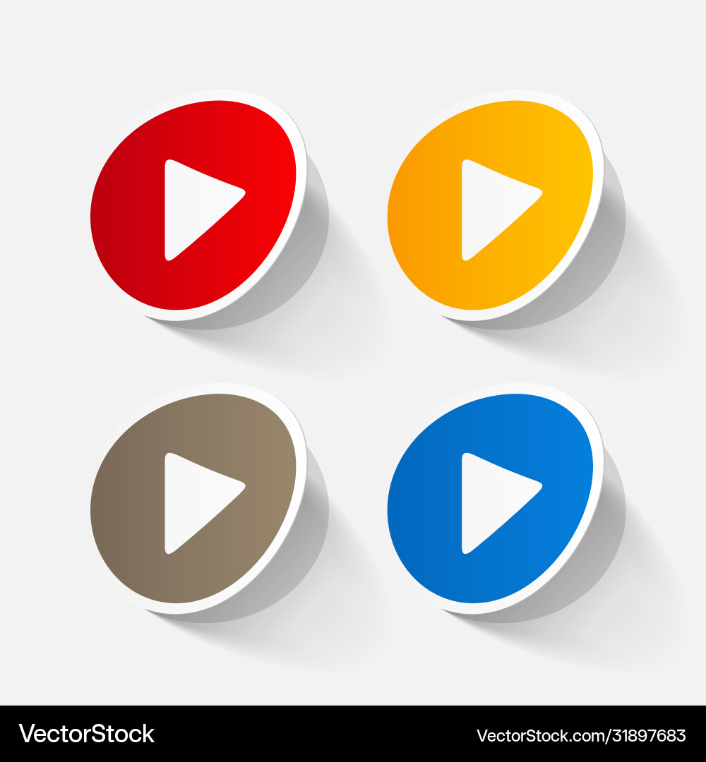Paper sticker play button web icon Royalty Free Vector Image