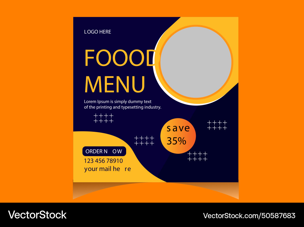 Social media post design and food menu Royalty Free Vector