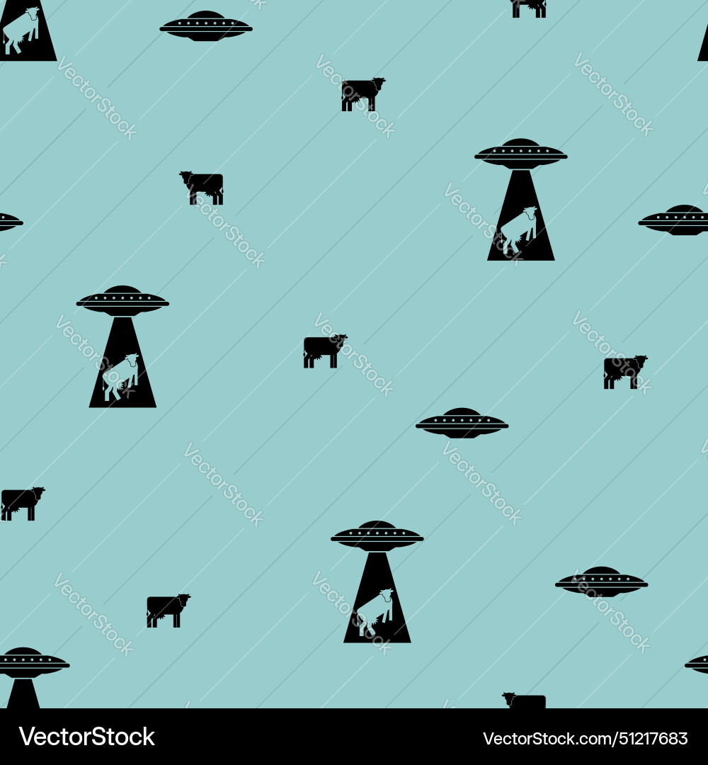 Ufo and cow pattern seamless alien flying saucer Vector Image