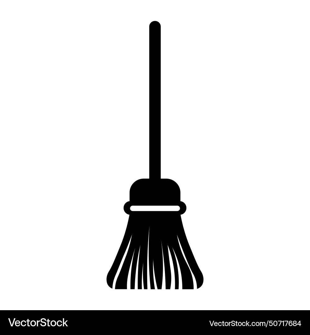 Black broom icon on white background Royalty Free Vector