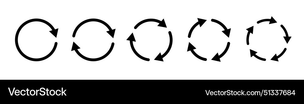 Circle arrow icons set round reload restart Vector Image