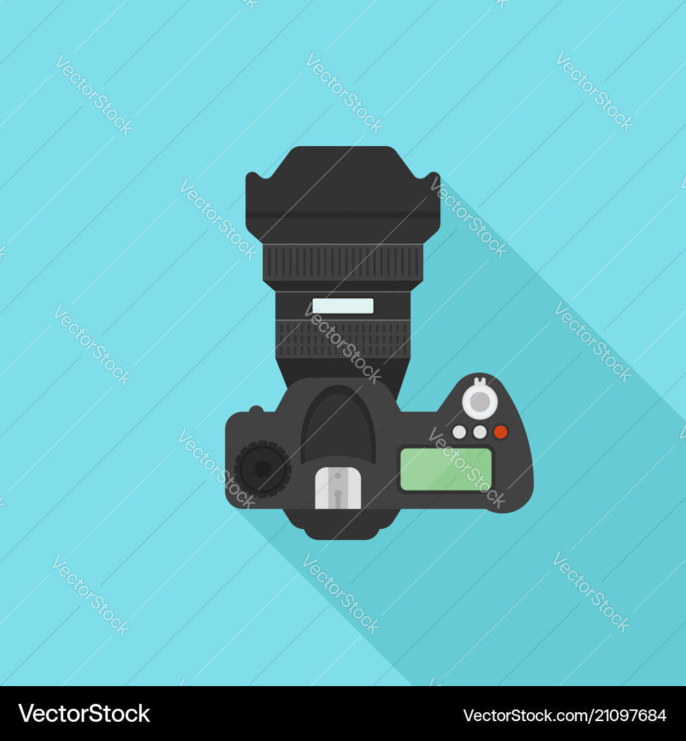 Dslr photo camera flat style Royalty Free Vector Image