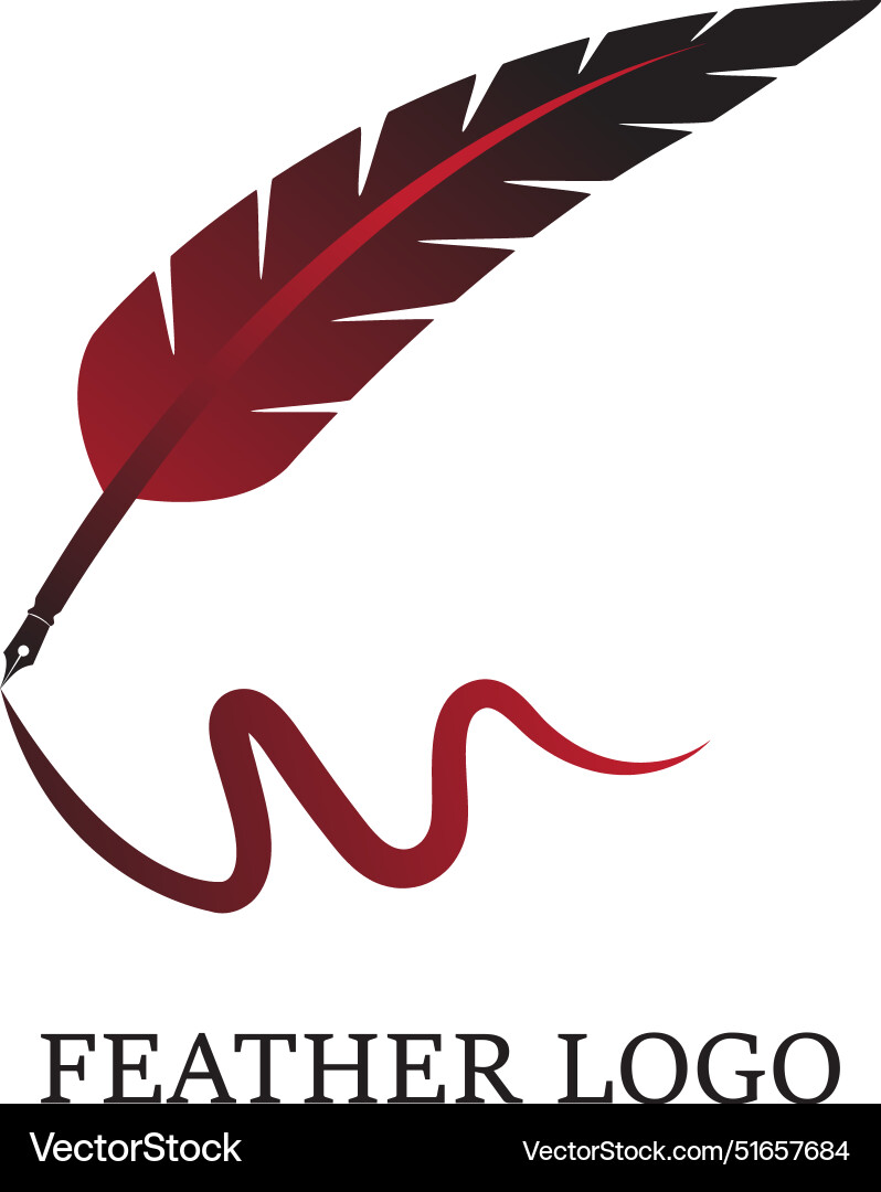 Feather logo design feather pen logo icon Vector Image