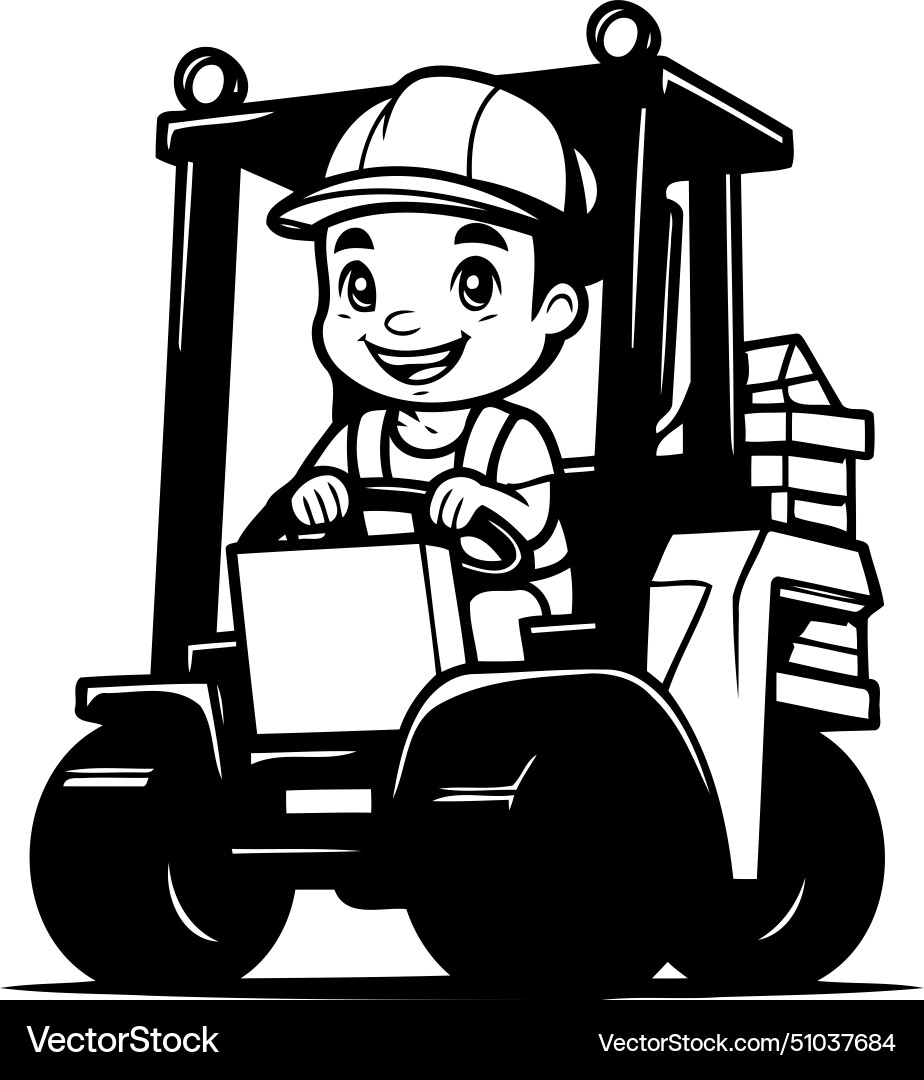 Forklift loader cartoon character Royalty Free Vector Image