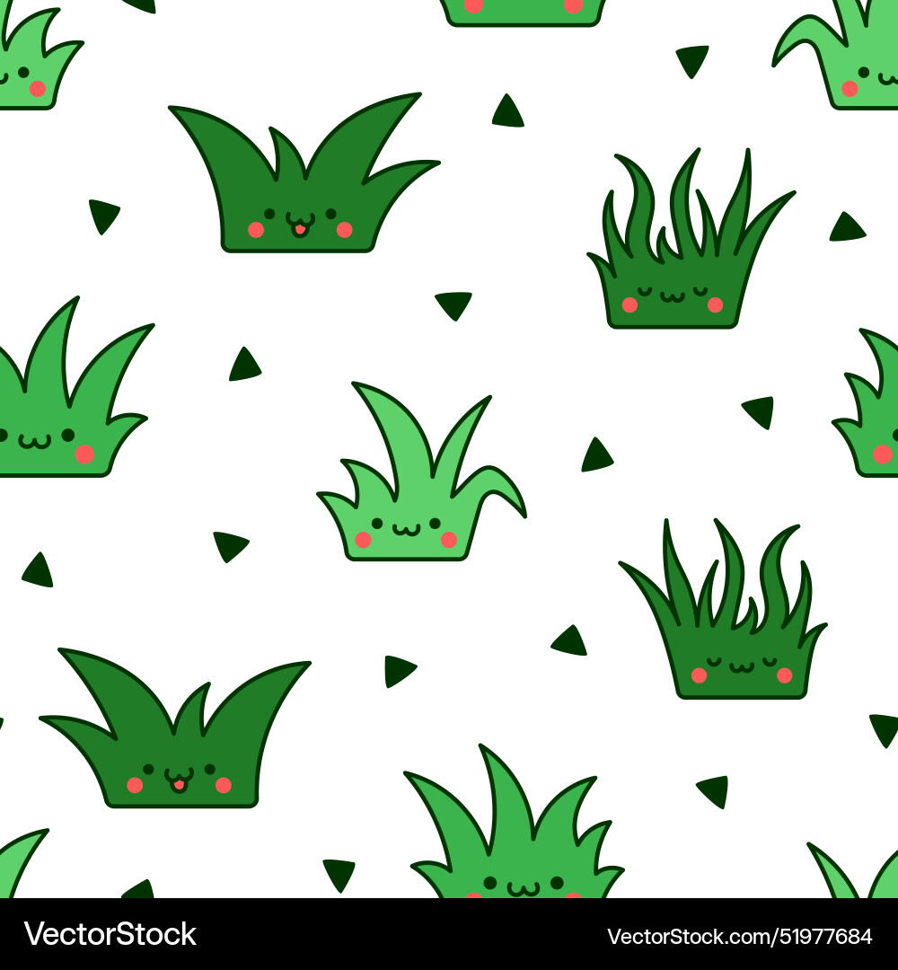 Kawaii natural lawn grass seamless pattern Vector Image