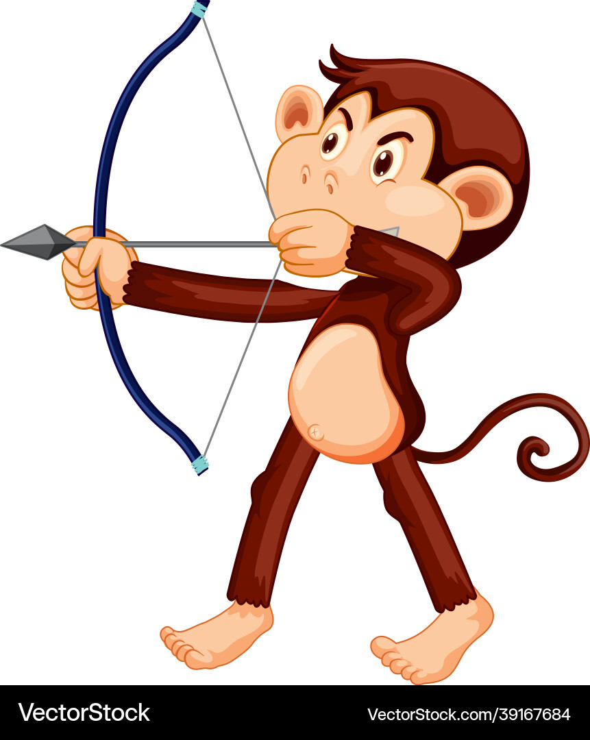 Monkey holding an archery cartoon character Vector Image