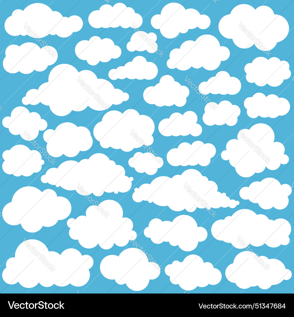 Multiple cloud shapes on a blue sky background Vector Image