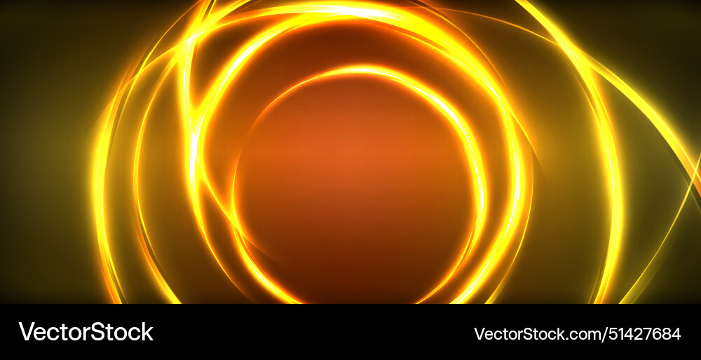 Neon glowing circle rays light round lines Vector Image