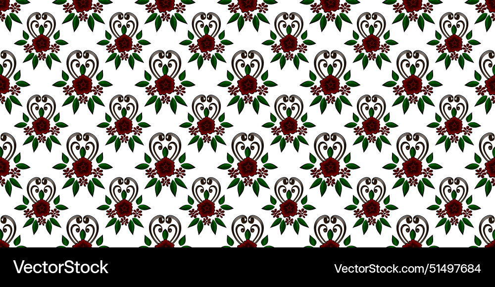 Pattern of red flower bunch 33 Royalty Free Vector Image