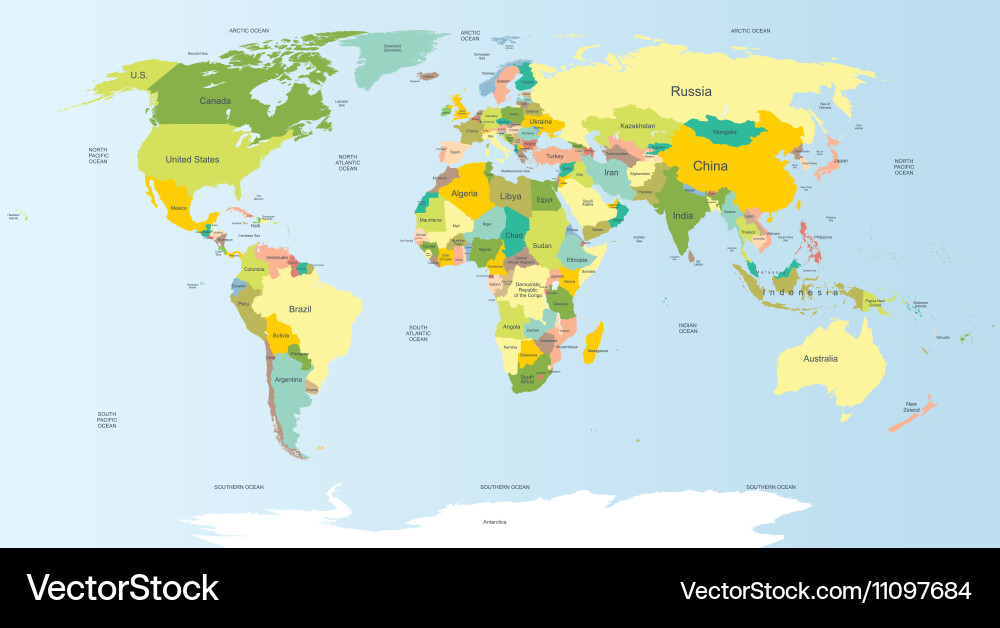 Political world map Royalty Free Vector Image - VectorStock