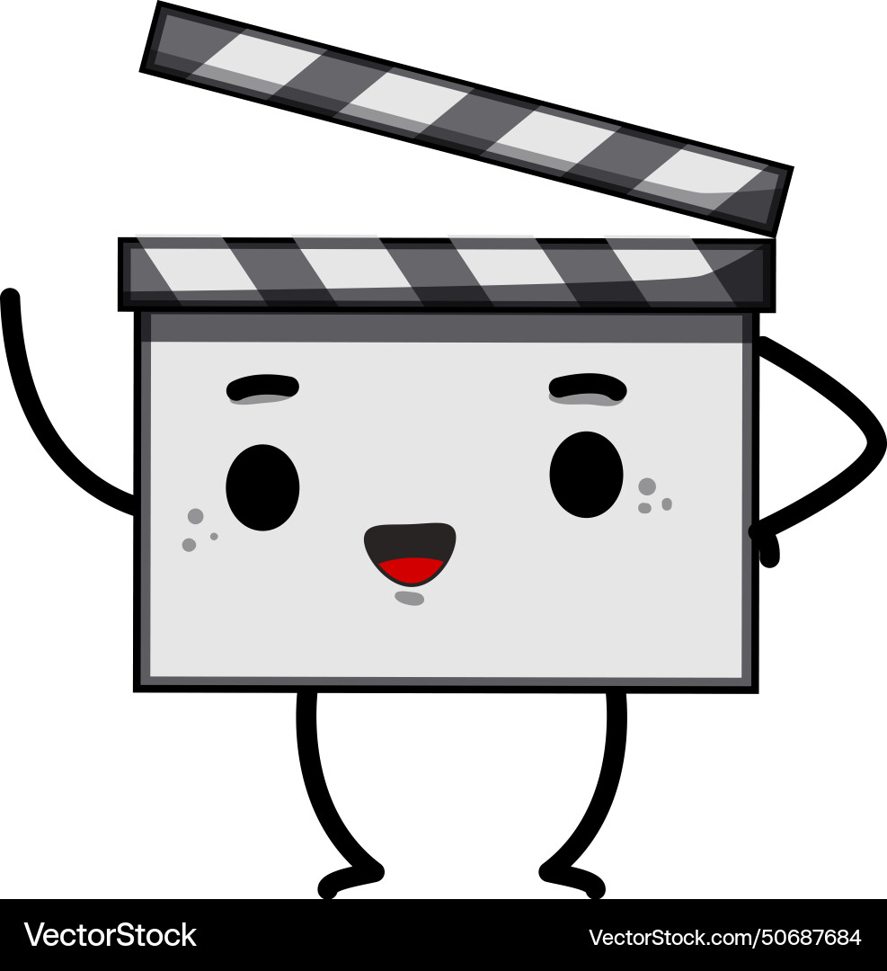 Slate clapper board character cartoon Royalty Free Vector