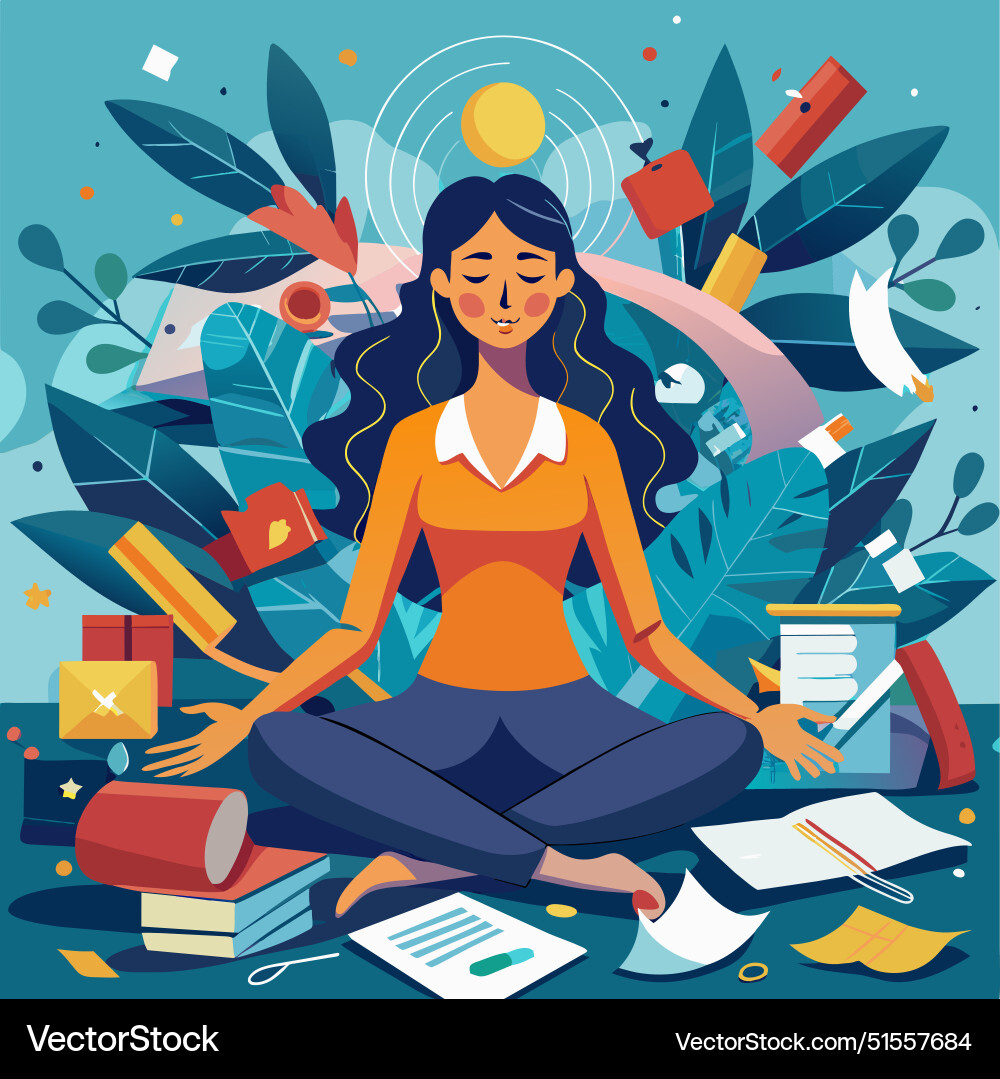 Stress management meditation or relaxation Vector Image