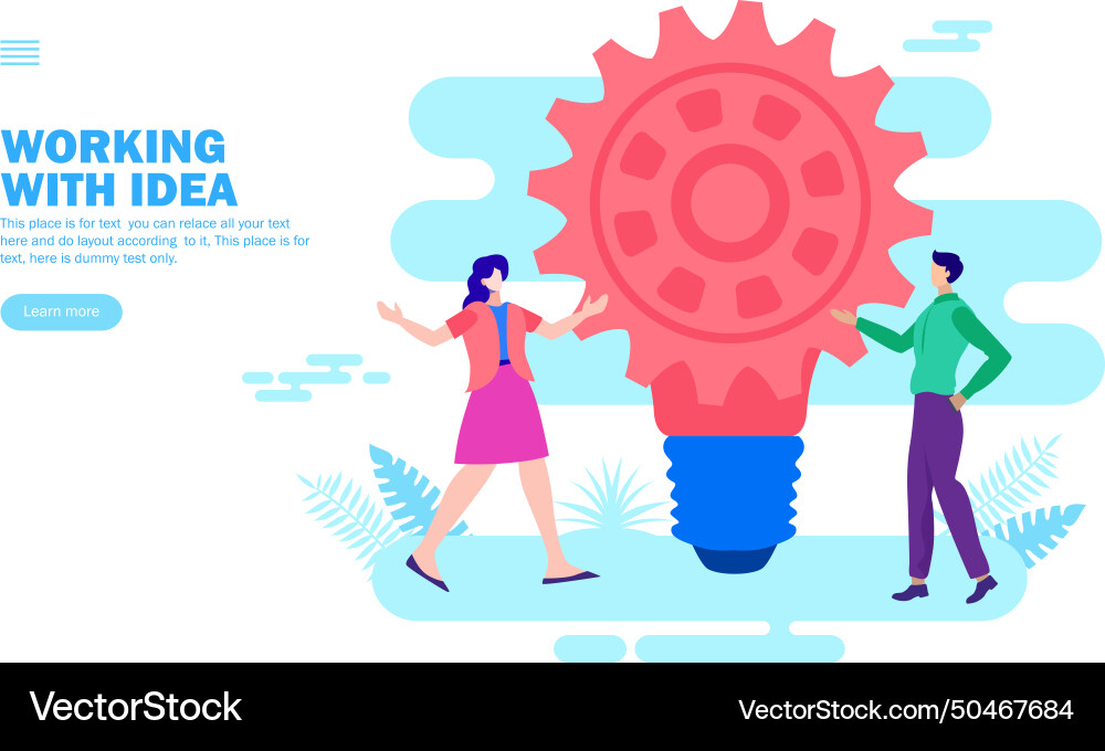 Team working with idea Royalty Free Vector Image