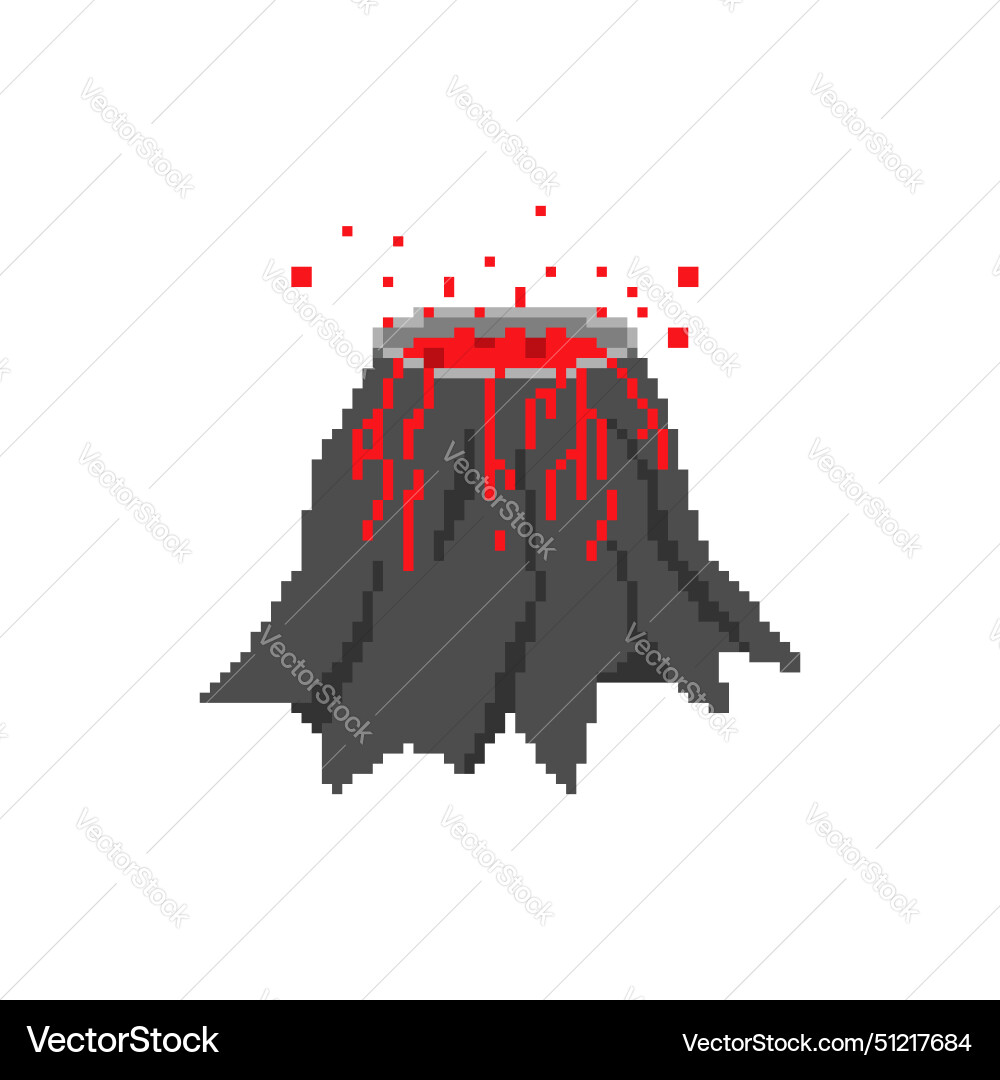 Volcano pixel art pixelated mountain with crater Vector Image