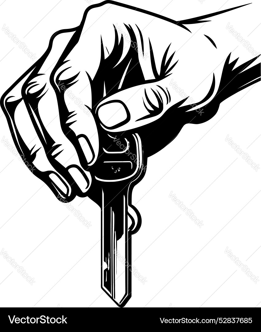 Access assurance hand with key symbol key Vector Image