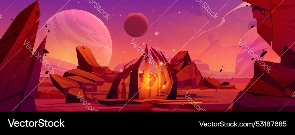 Alien Portal on Red Planet Royalty Free Vector Image