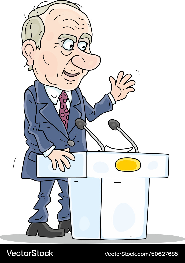 Funny politician speaking at a briefing Royalty Free Vector