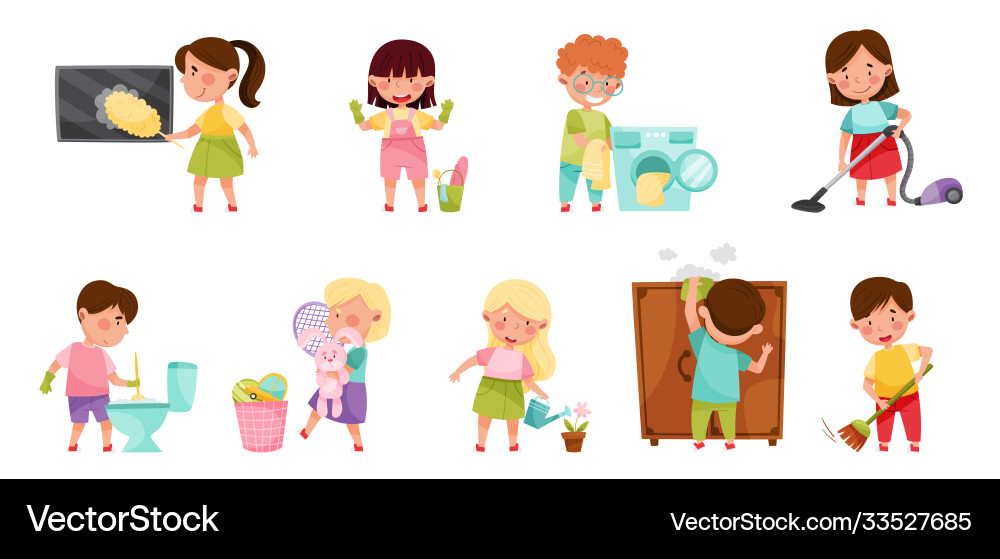 Children Dusting the House Vector Images (over 220)