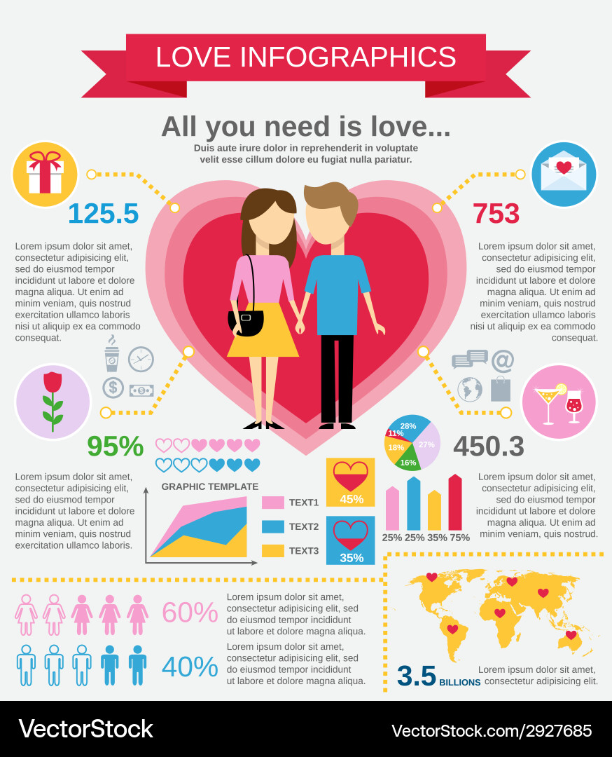 Love infographic set Royalty Free Vector Image