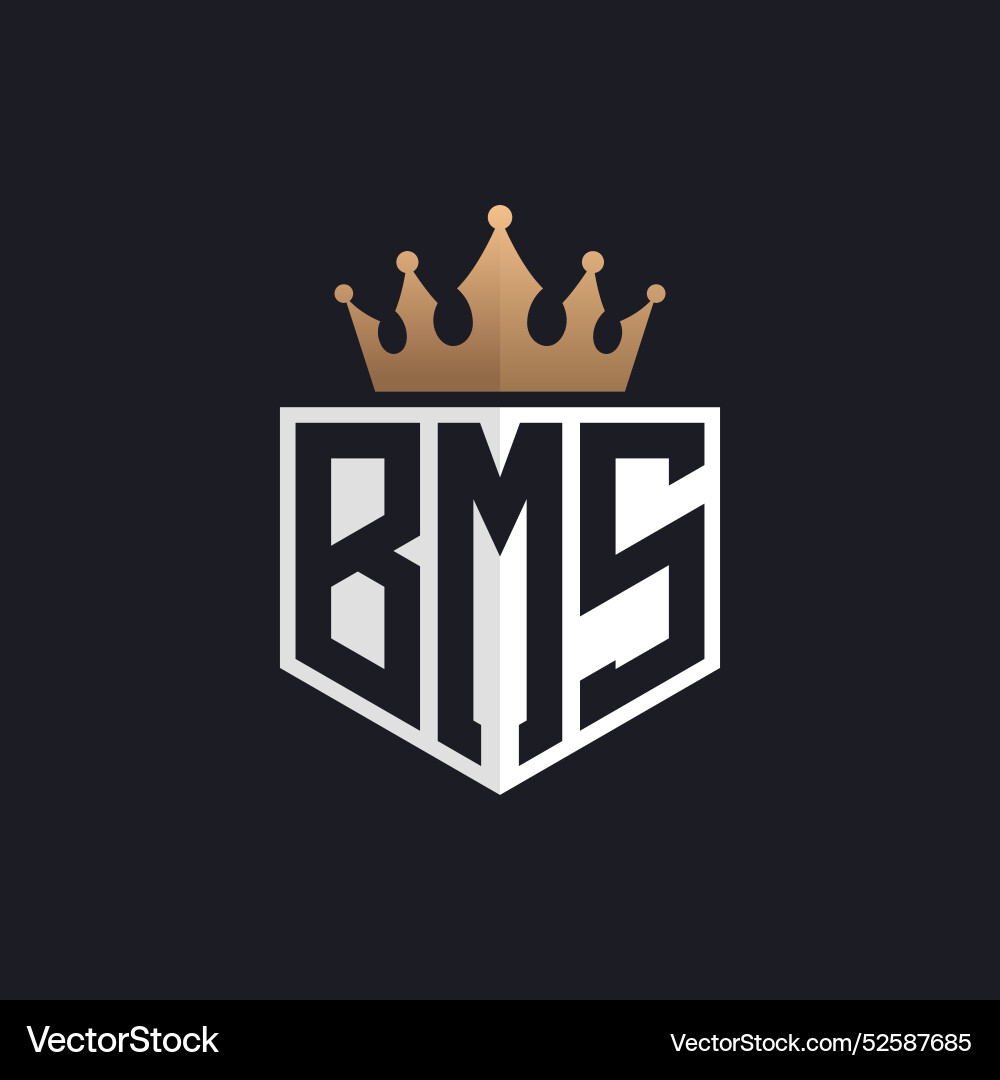Luxury bms logo with crown elegant initials Vector Image