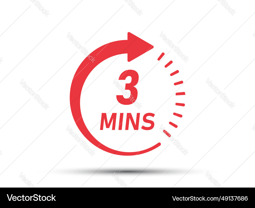 3 minute on stopwatch icon in flat style clock Vector Image