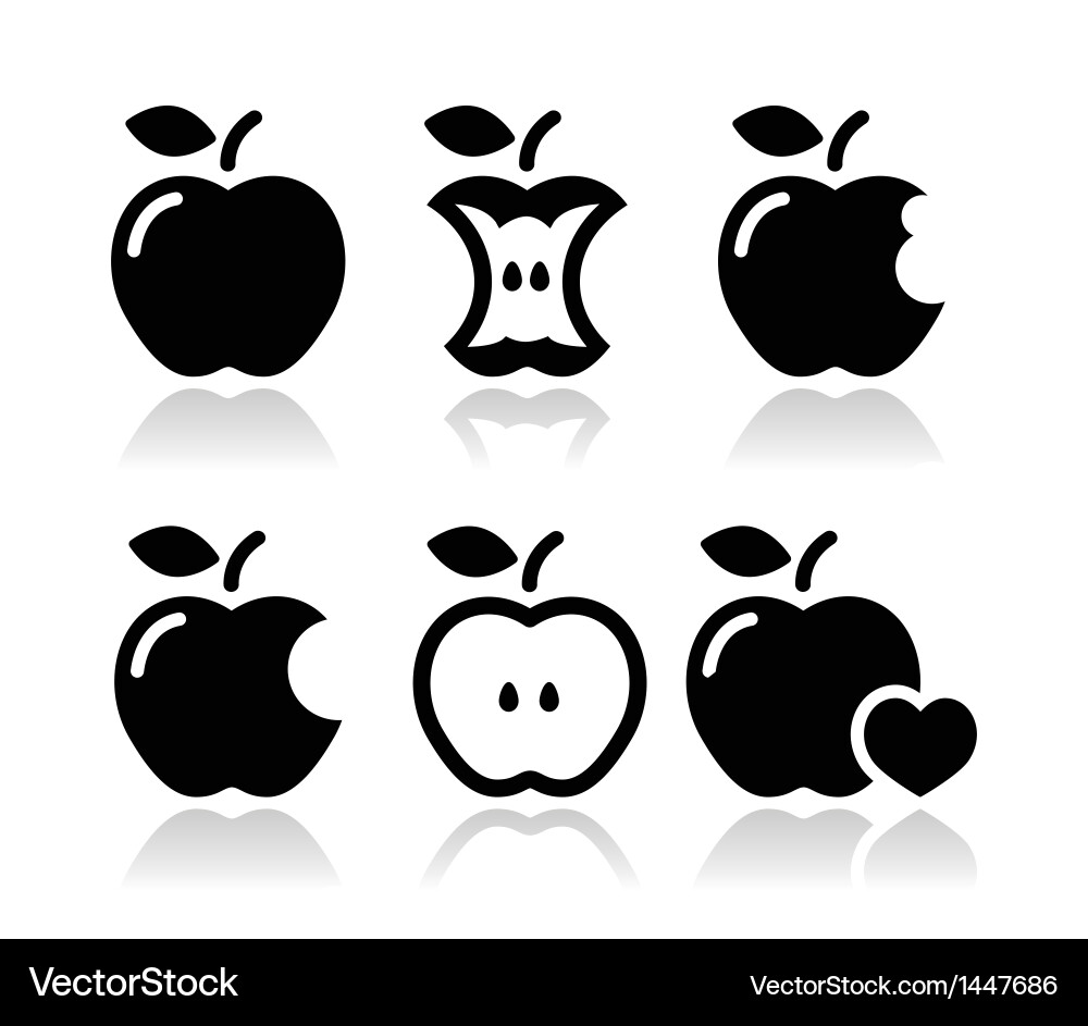 Bitten Apple Core Icons Royalty Free Vector Image