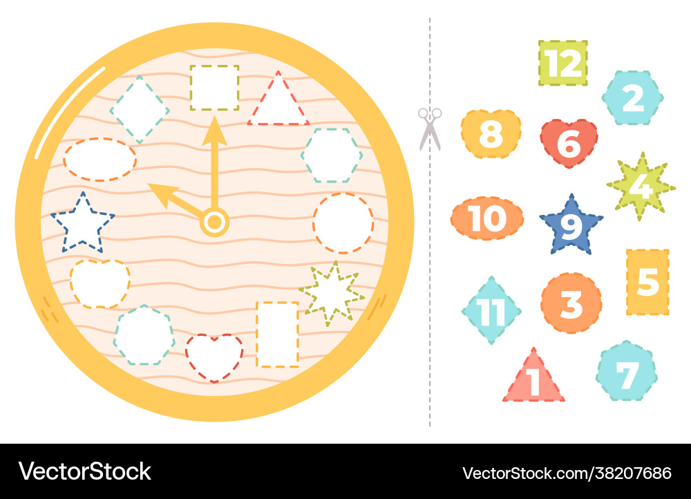 Children clock puzzle game educational time Vector Image