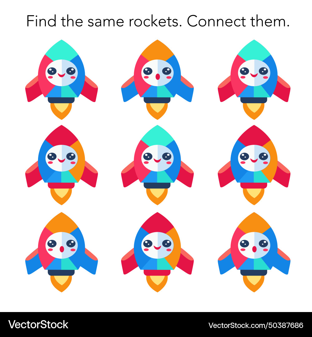 Find the same and connect them game for preschool Vector Image