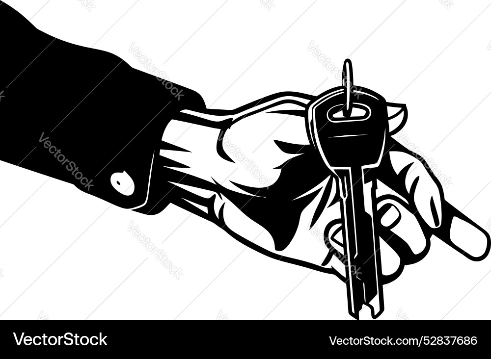 Key companion secure hand and key emblem handheld Vector Image