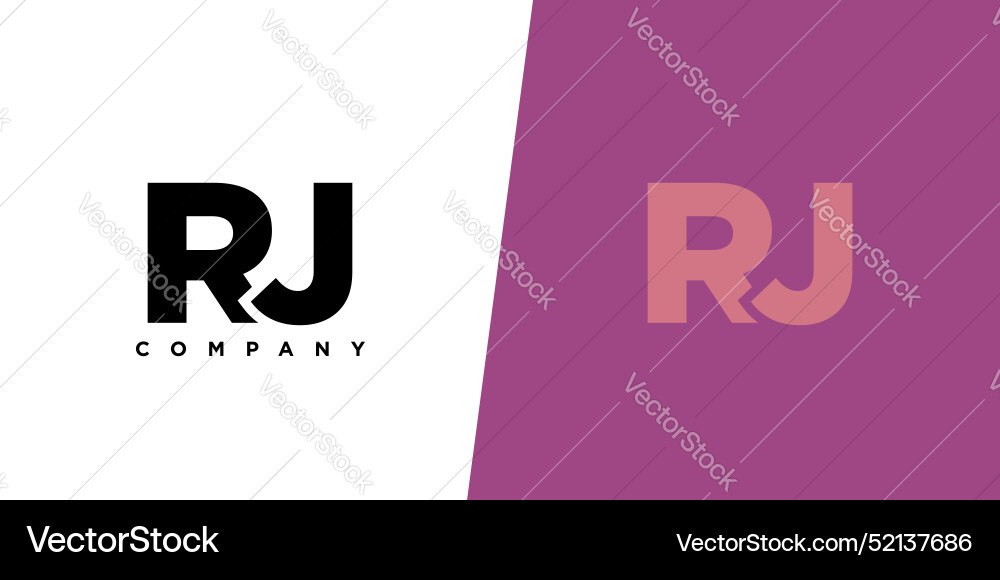 Letter r and j rj logo design template minimal Vector Image