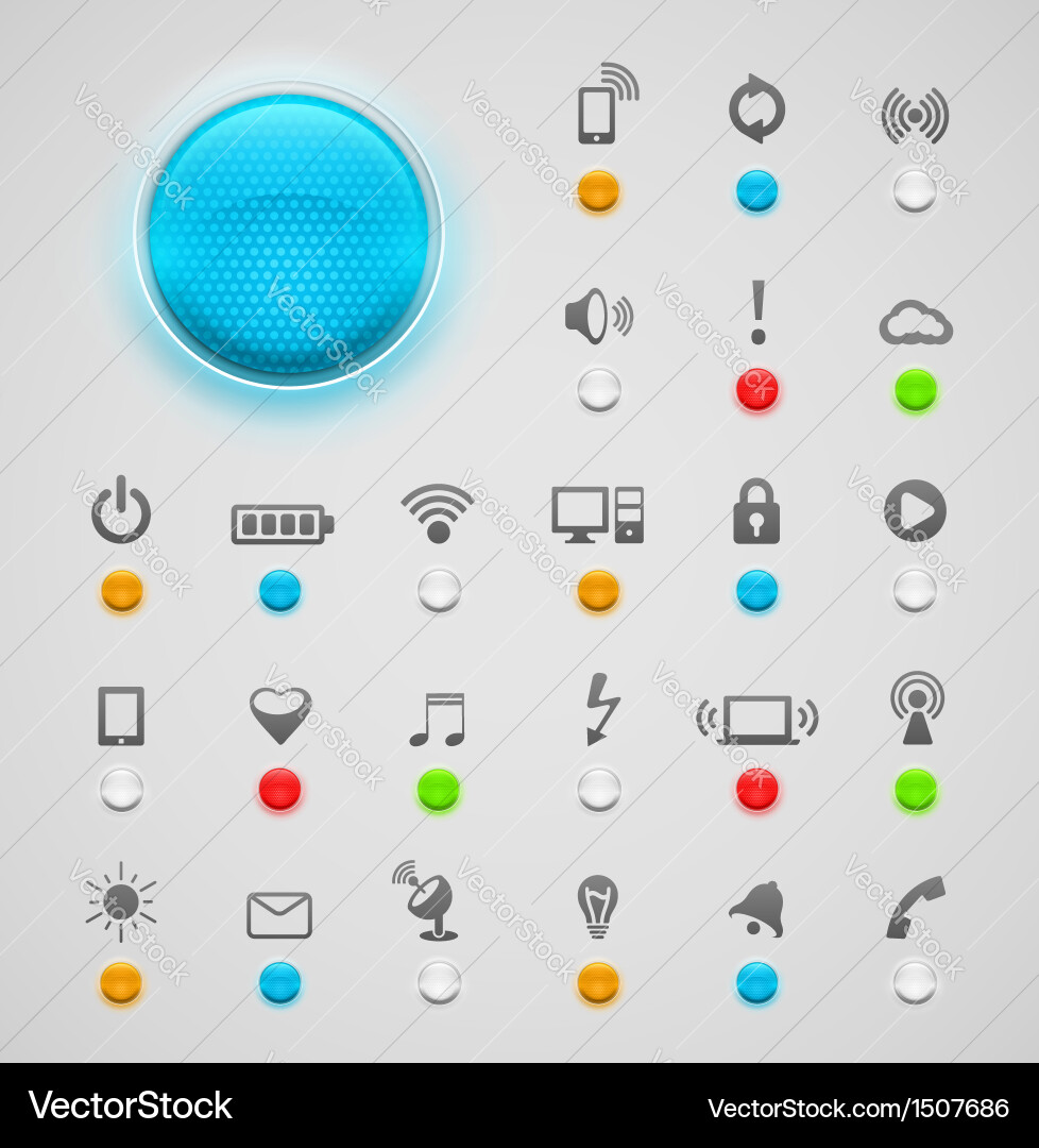 Modern Signal Icons - Blue & Red Royalty Free Vector