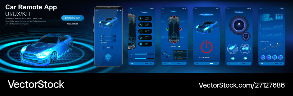 Remote car control app Royalty Free Vector Image