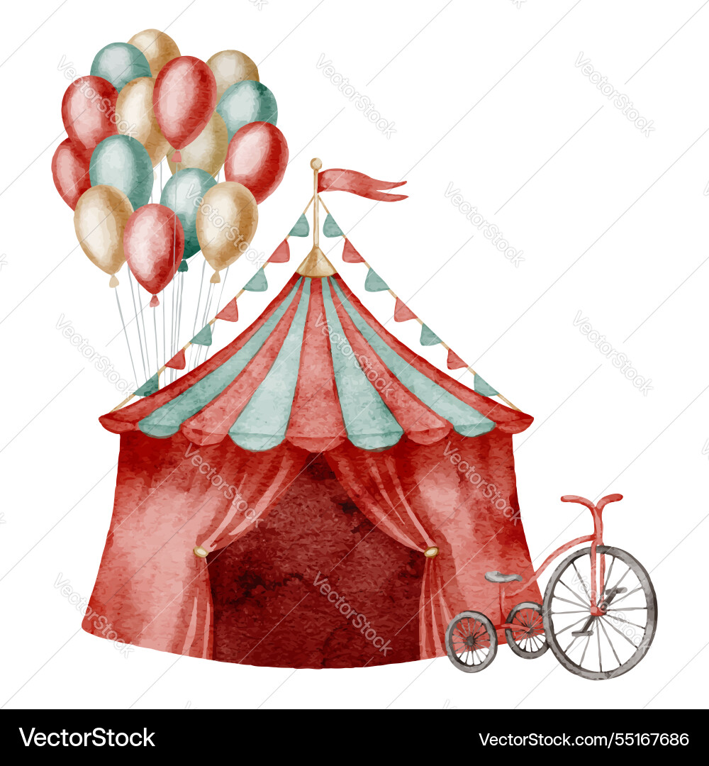 Watercolor of circus tent Royalty Free Vector Image