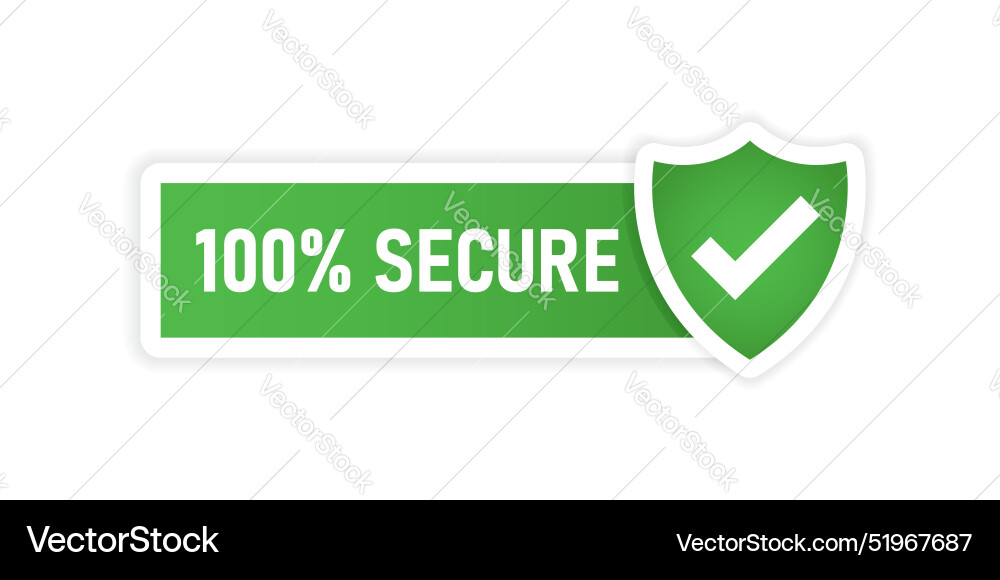 100 secure icon in flat style privacy guarantee Vector Image