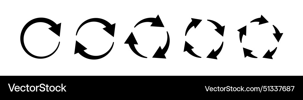 Circle arrow icons set round reload restart Vector Image