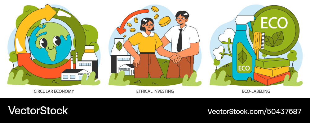 Conscious or ethical living set sustainable Vector Image