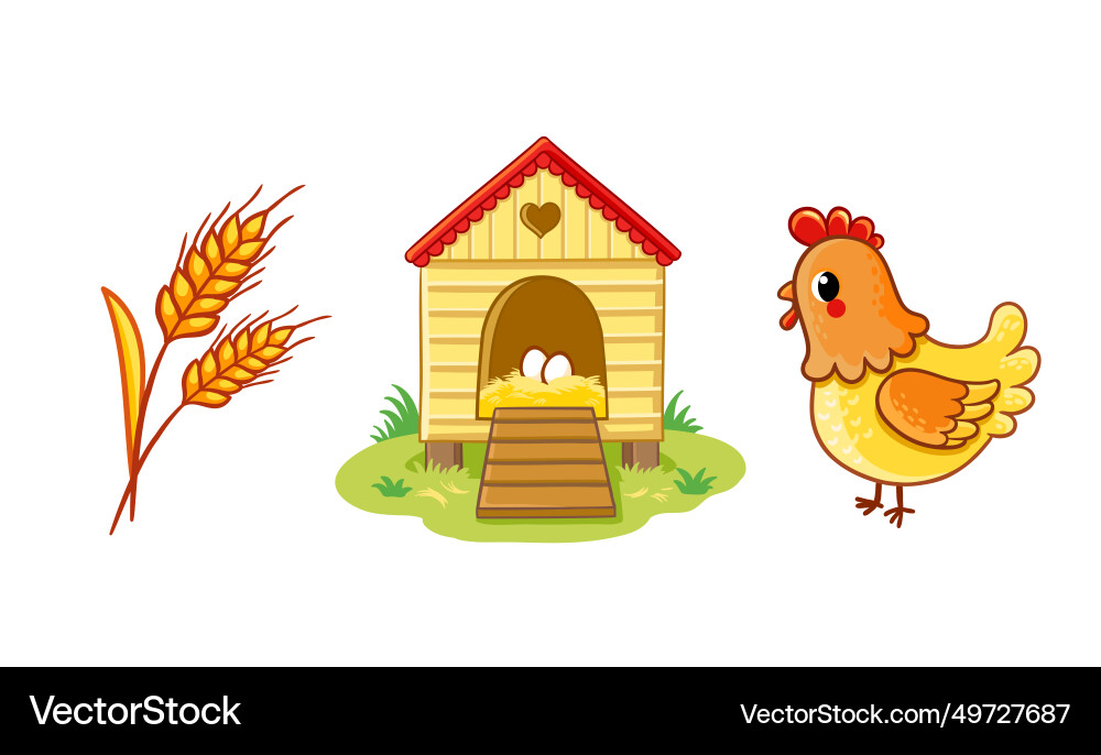 Cute Chicken Farm Scene Royalty Free Vector Image