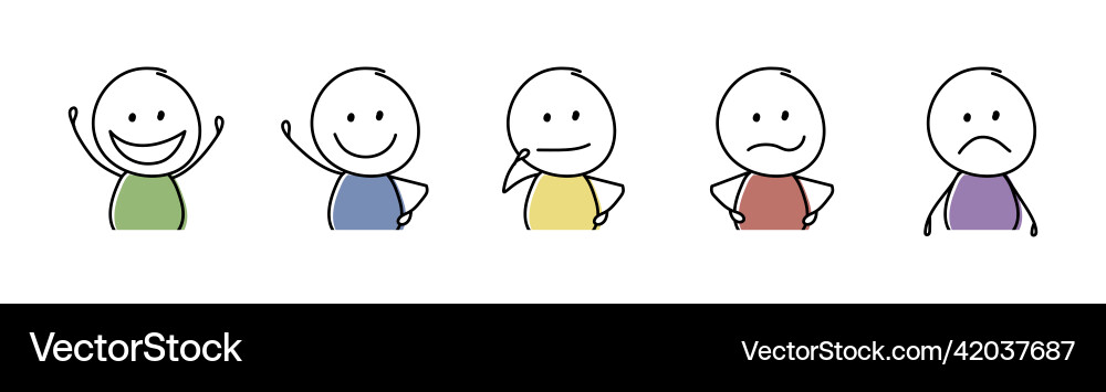 Funny Stickman Emotions Cartoon Royalty Free Vector Image