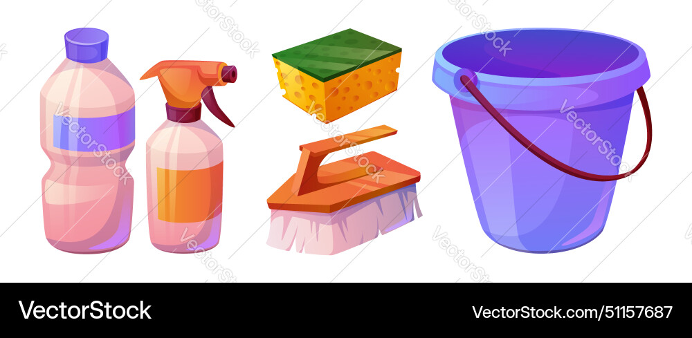 Home cleaning instruments and detergents set Vector Image