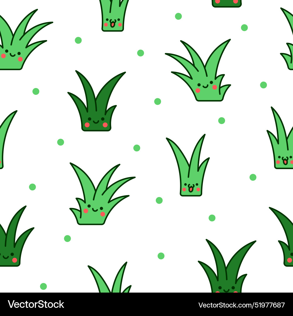 Kawaii natural lawn grass seamless pattern Vector Image