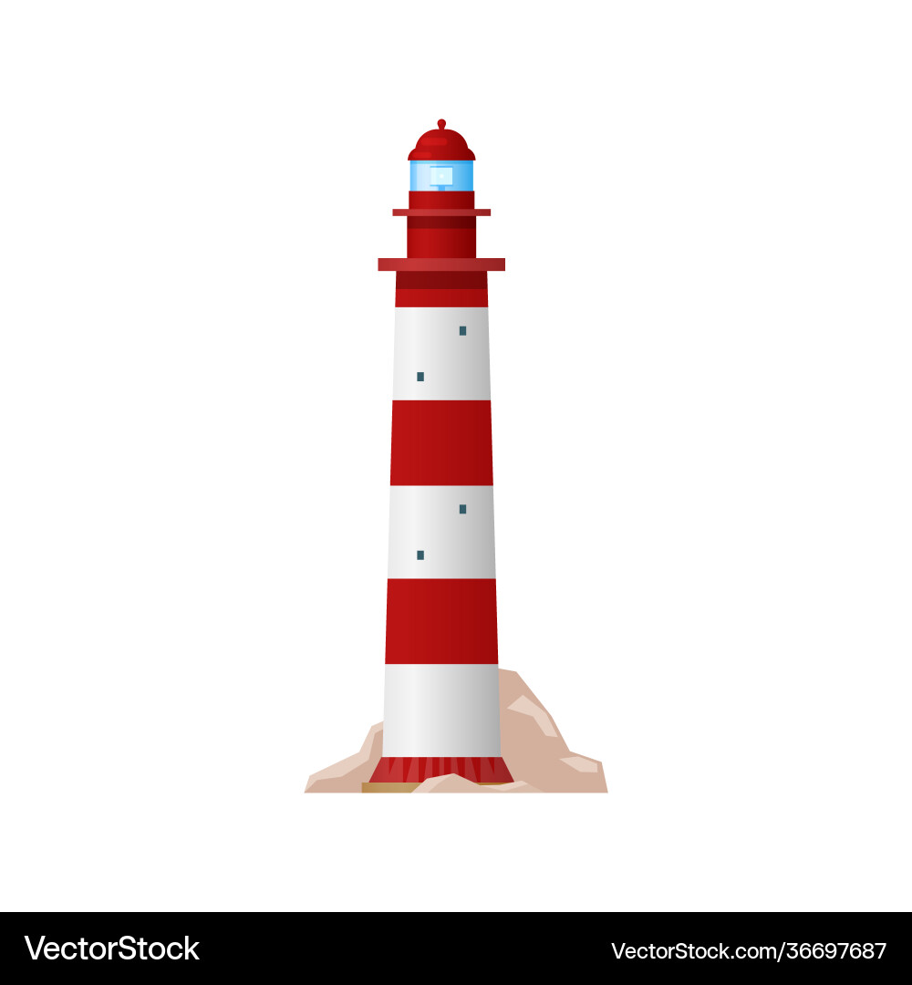 Lighthouse sea beacon tower light searchlight Vector Image